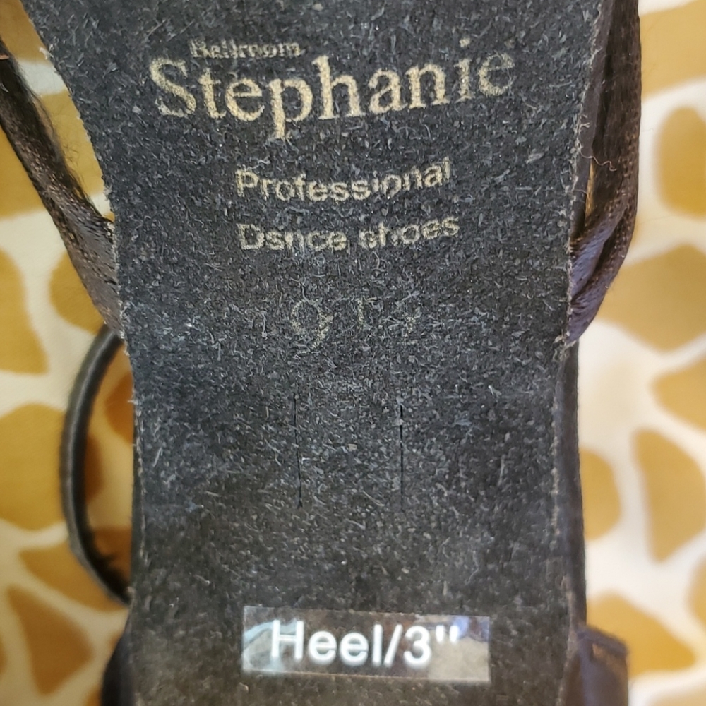 Stephanie Profesional Black Satin Ballroom Shoe - Gem